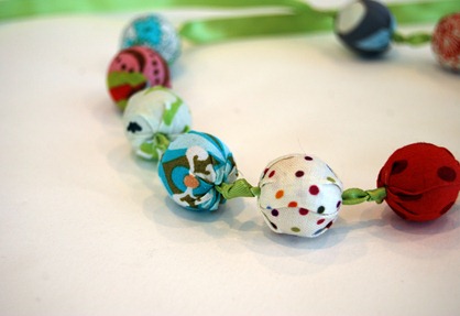 Fabric Covered Bead Necklace - Crap I've Made